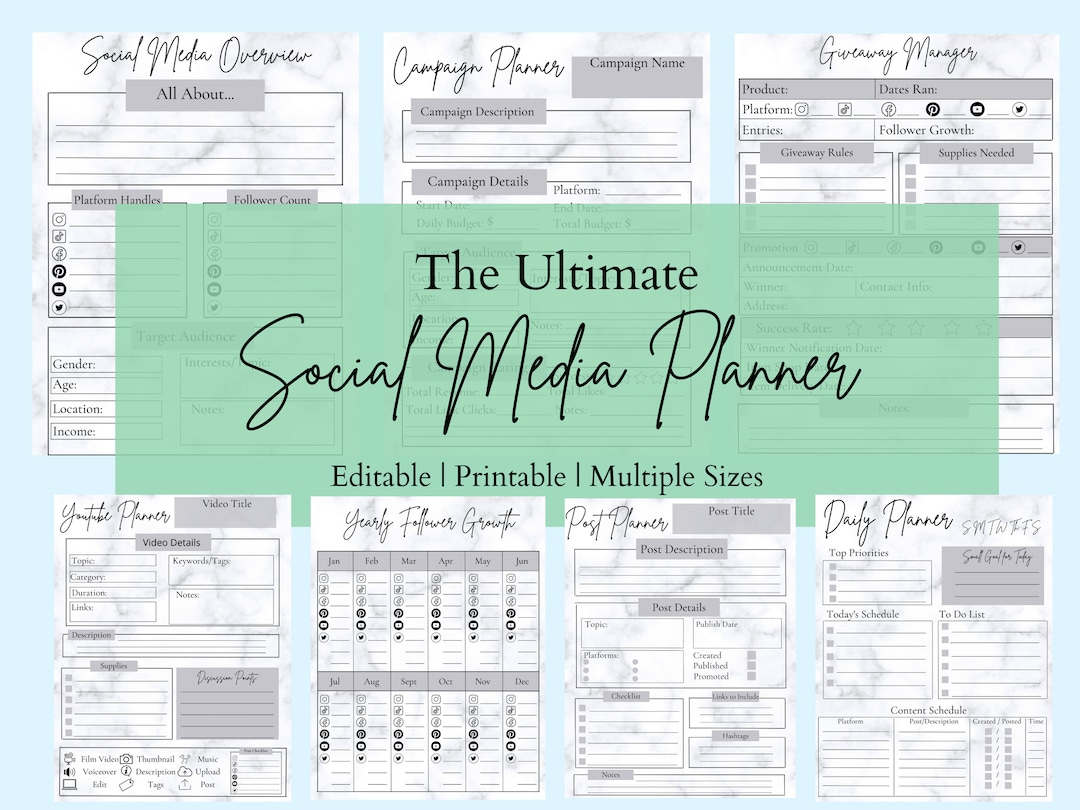 Ultimate Influencer Planner Social Media, Content, and Printable ...