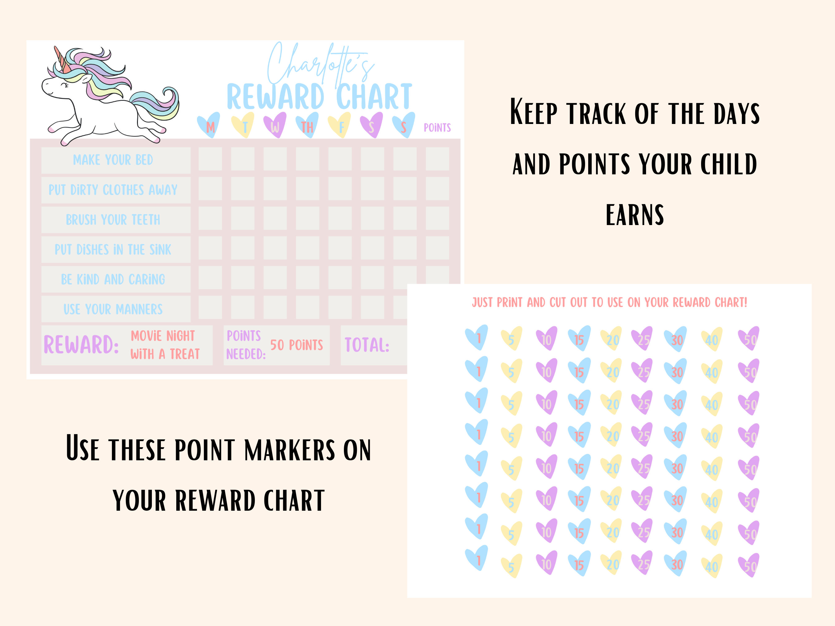 EDITABLE Reward Chart Printable Reward Chart for Kids Behavior Chart ...