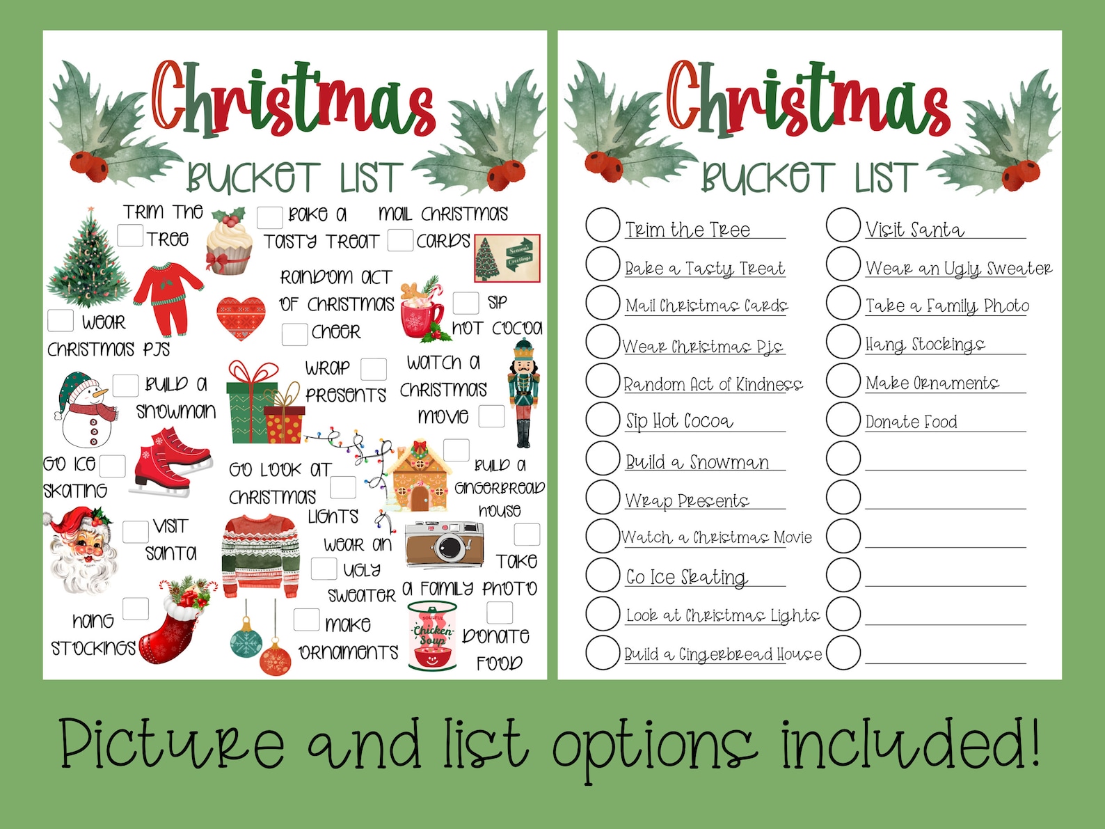 Christmas Bucket List Christmas Activity Printable Winter Bucket List ...