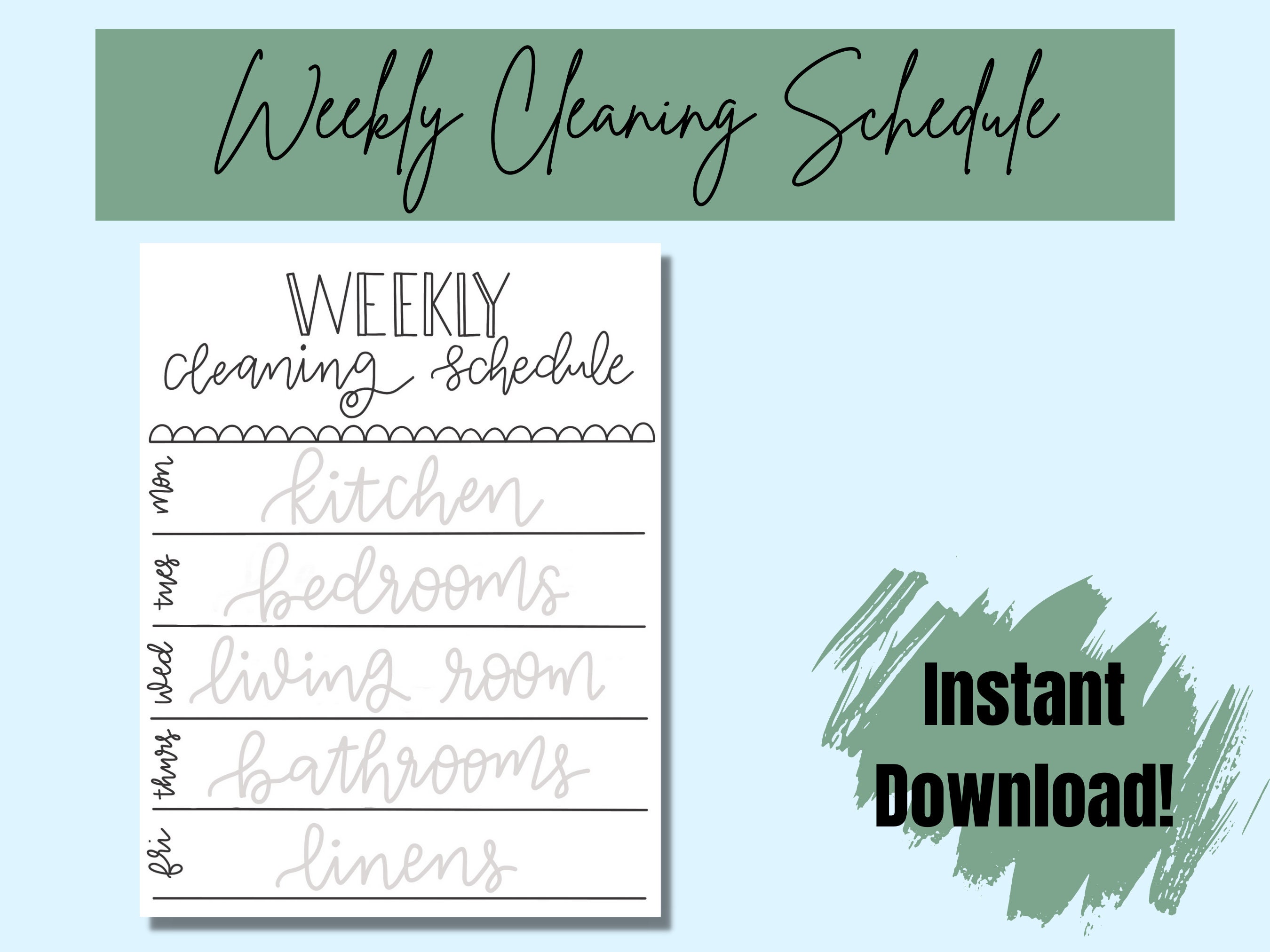 Printable Weekly Cleaning Schedule Cleaning Schedule Template PDF Blank ...