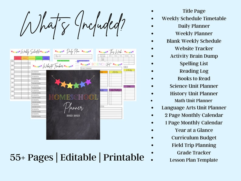 Homeschool Planner Printable Homeschool Lesson Planner - Etsy