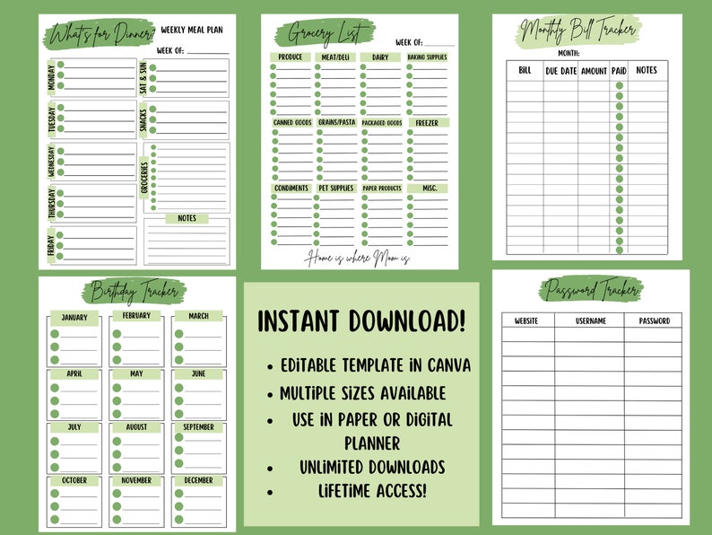 EDITABLE Mom Life Planner Printable Family Planner Mom Life Planner ...