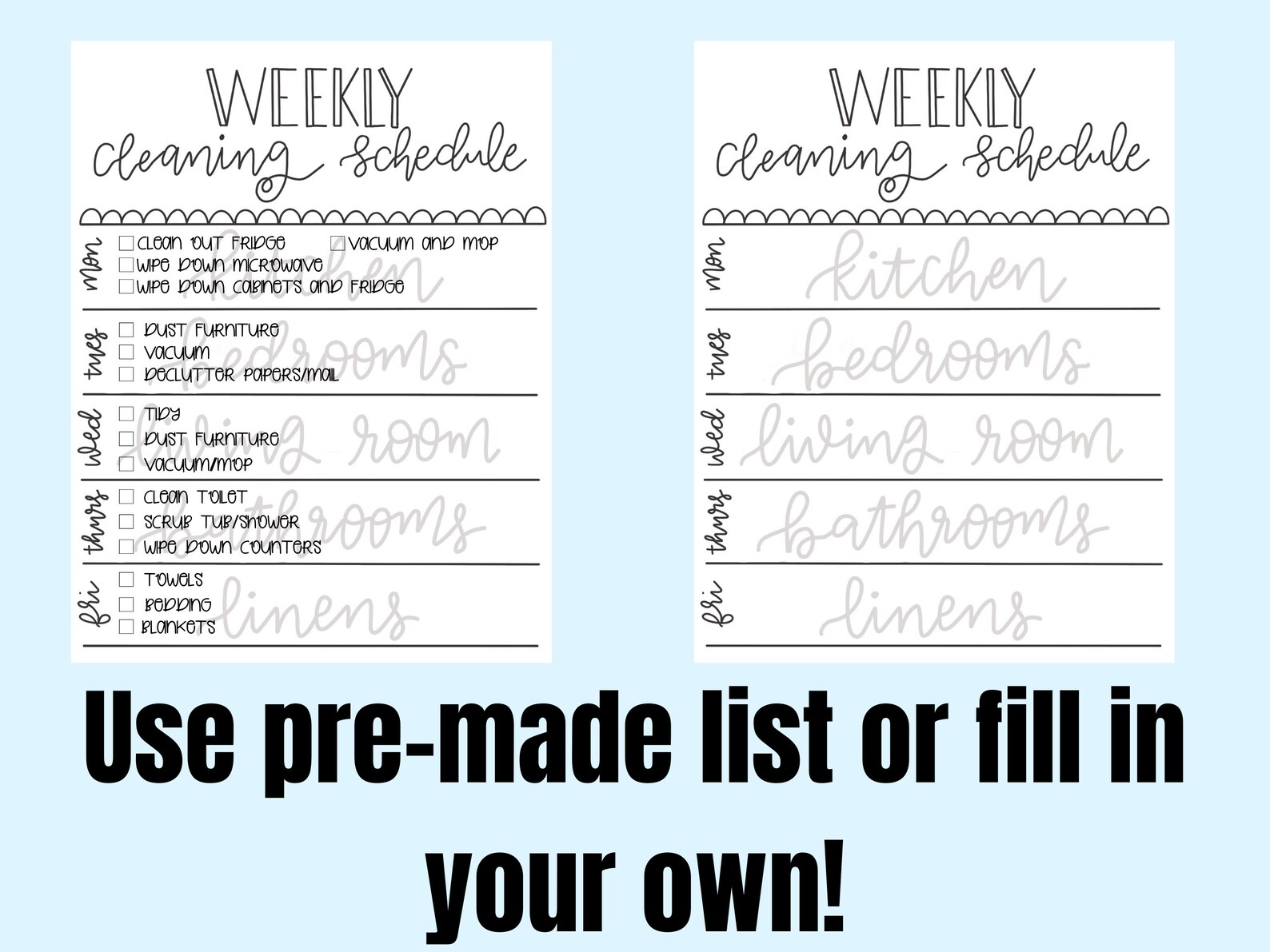 Printable Weekly Cleaning Schedule Cleaning Schedule Template PDF Blank ...