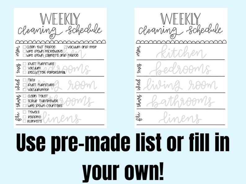 Printable Weekly Cleaning Schedule Cleaning Schedule Template PDF Blank ...