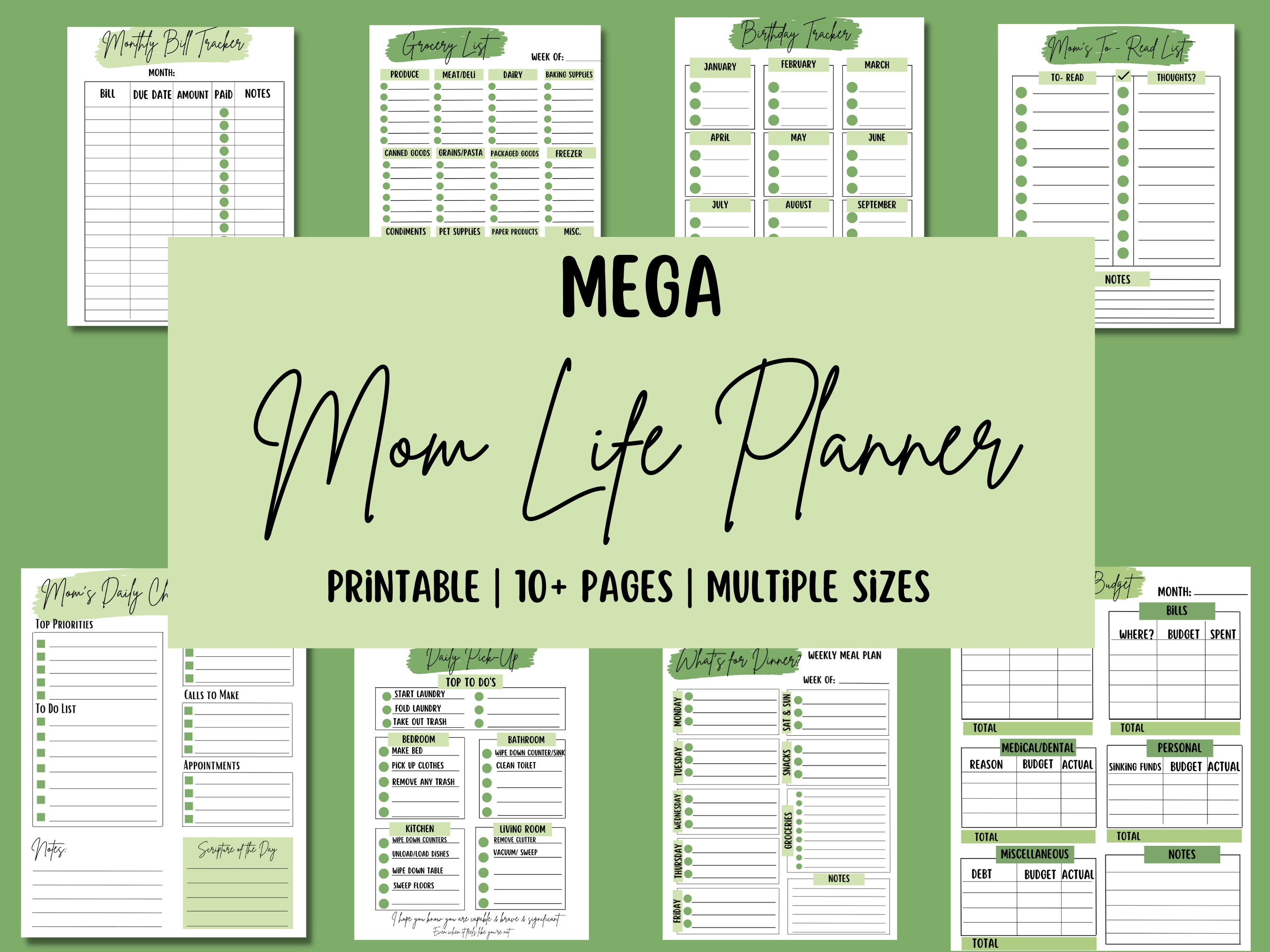 EDITABLE Mom Life Planner Printable Family Planner Mom Life Planner ...