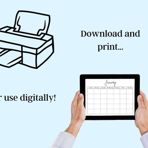 12 Month Calendar Horizontal Calendar Blank Calendar Pages - Etsy