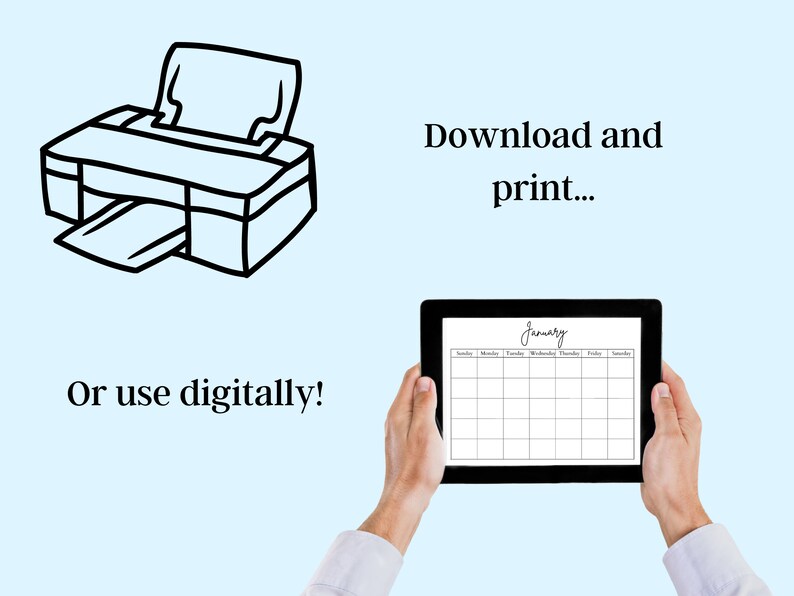 12 Month Calendar Horizontal Calendar Blank Calendar Pages - Etsy