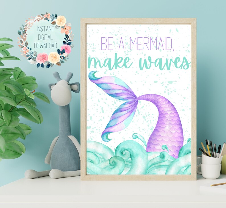 Mermaid Tail Art Be A Mermaid Make Waves Instant - Etsy