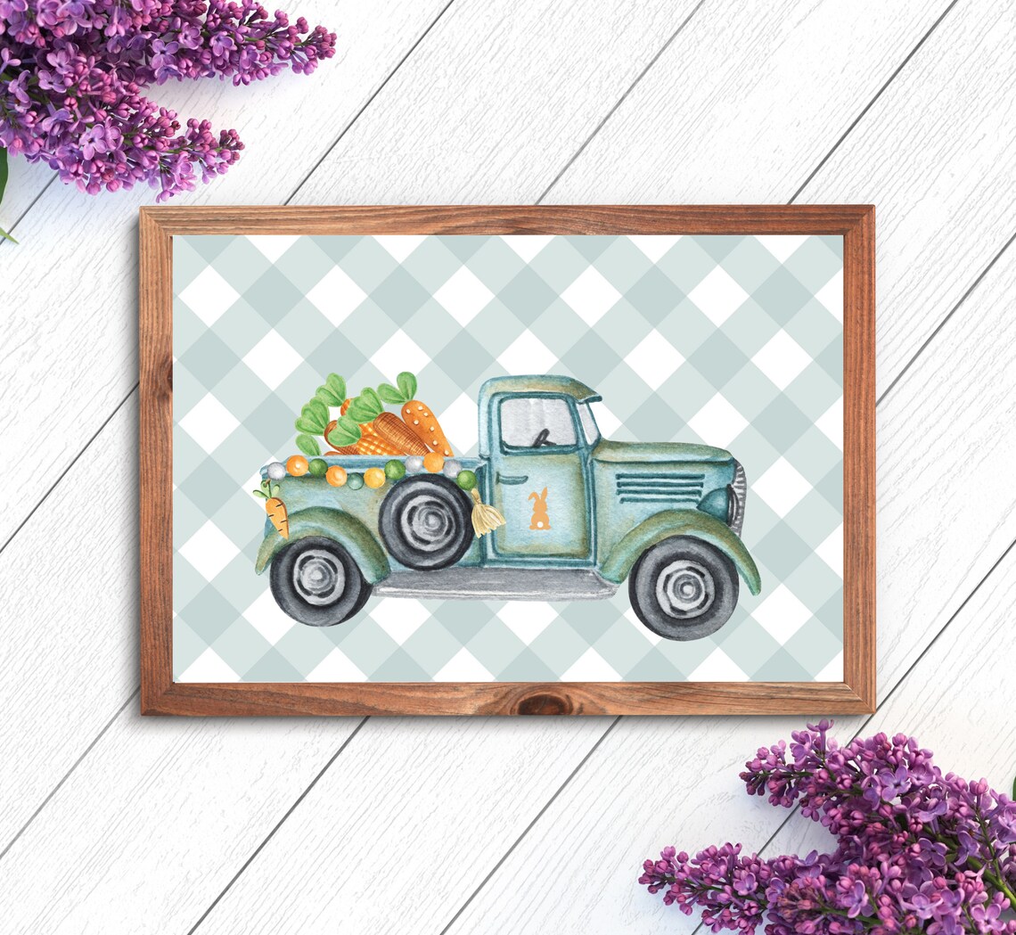 Easter Bunny Carrot Truck Art Instant Printable Download - Etsy