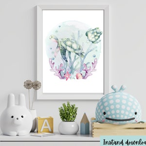 Watercolor Under the Sea Ocean Animals Instant Printable Download ...