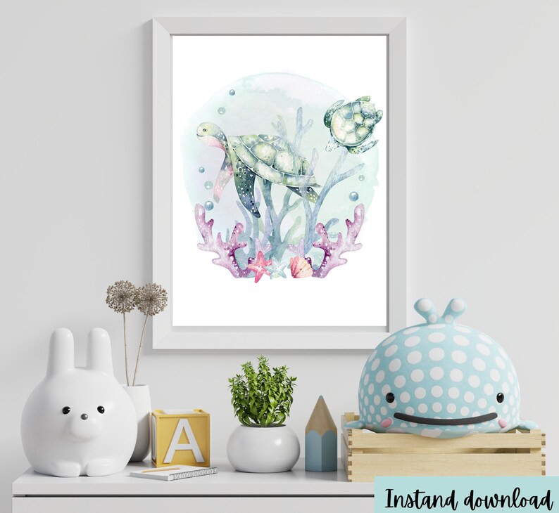 Watercolor Under the Sea Ocean Animals - Instant Printable Download ...