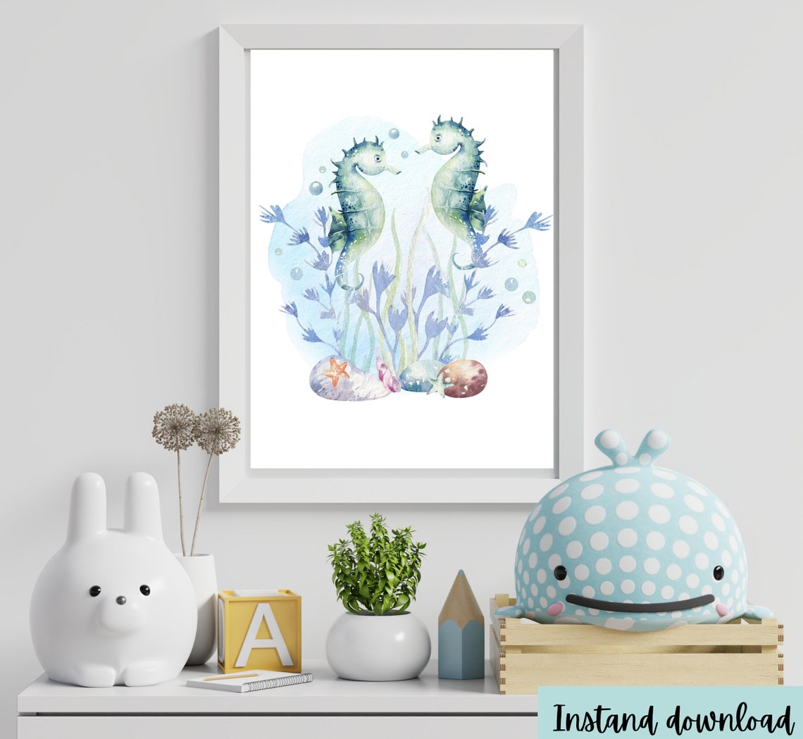 Watercolor Under the Sea Ocean Animals Instant Printable | Etsy