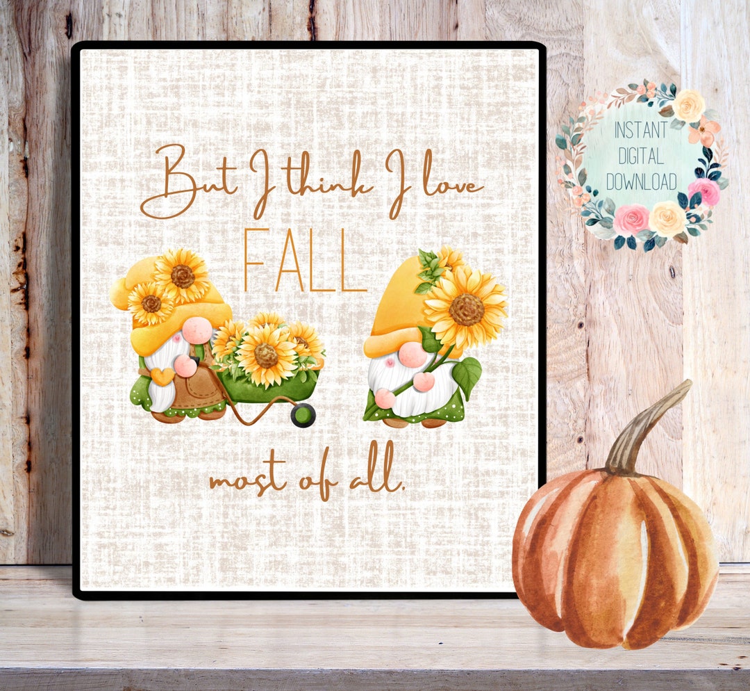 Sunflower Gnomes Fall Art - Instant Printable Download - Fall Art ...