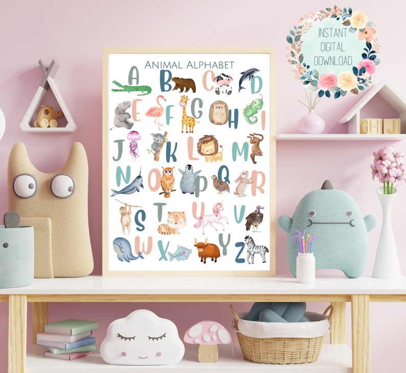 Animal Alphabet Instant Printable Download Playroom - Etsy