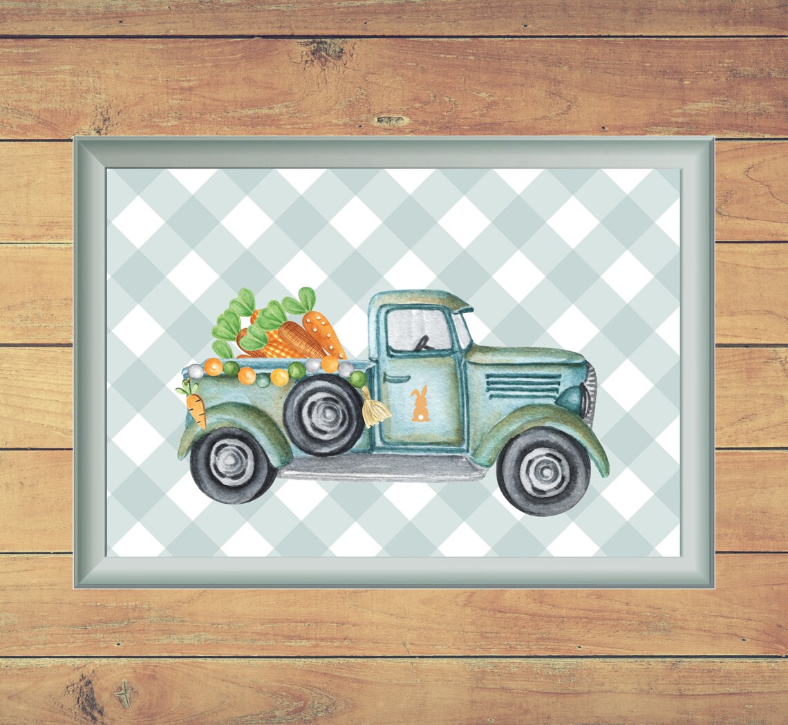 Easter Bunny Carrot Truck Art Instant Printable Download - Etsy
