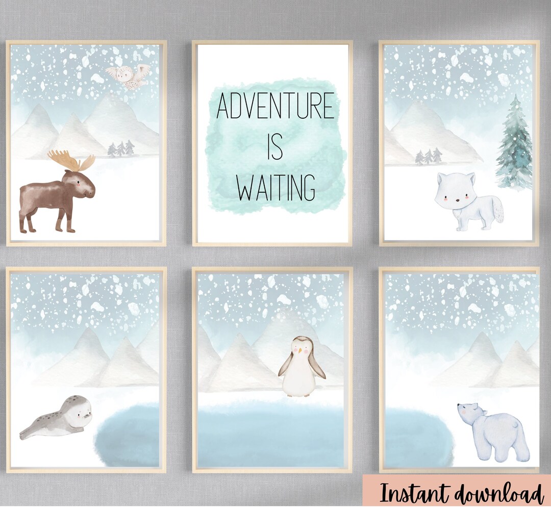 Arctic Animals Nursery Art - Instant Printable Download - Playroom, Boy ...