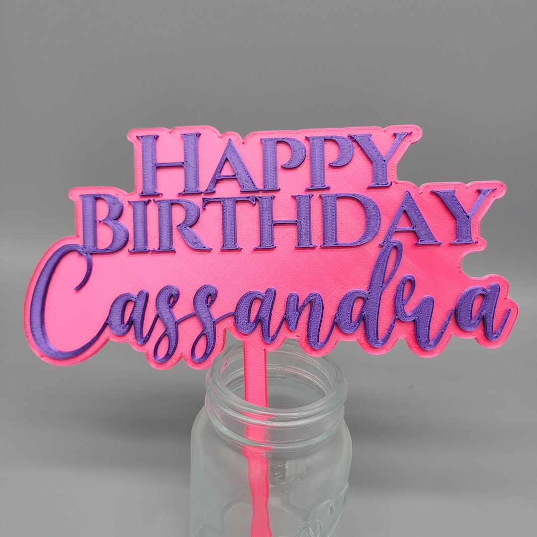 Personalized Happy Birthday Cake Topper, 3D Printed - Etsy