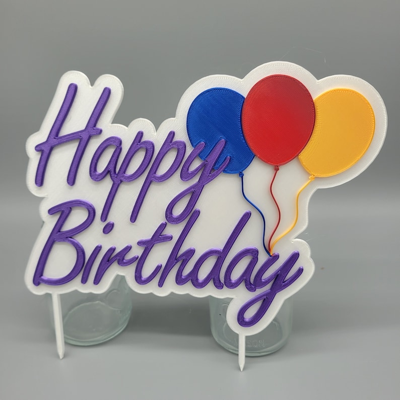 Happy Birthday Cake Topper, Custom Cake Topper, 3D Printed Topper ...