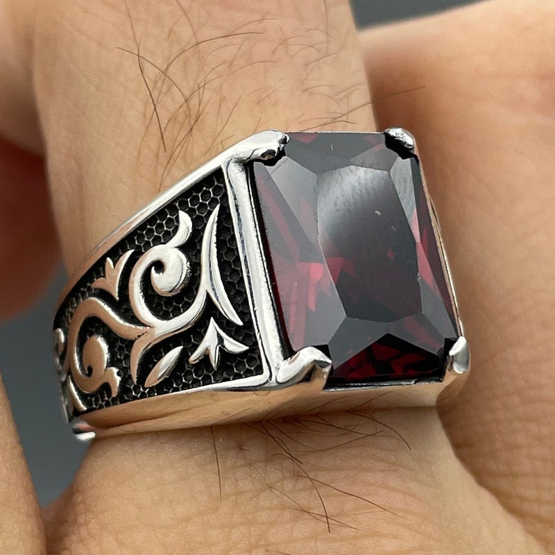 Mens Red Stone Ring - Etsy
