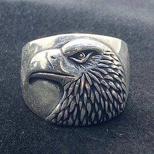 Mens American Eagle Ring, Signet Eagle Silver Ring, Eagle Head Ring,jewelry Silver, Gift for Him ...