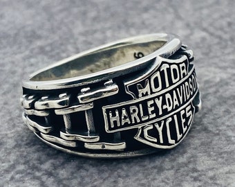 Harley Davidson Ring 925K Sterling Silver Ring Biker Silver - Etsy