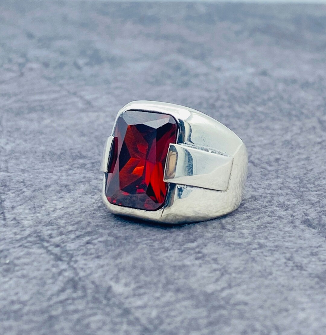 Mens Ruby Ringruby Gemstone Ringruby Stone Silver Ring 925 - Etsy