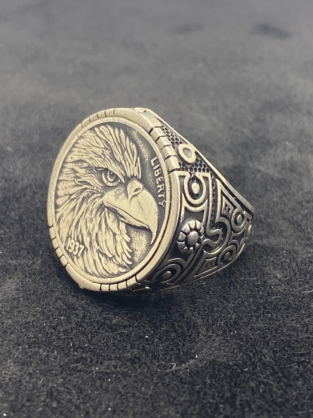 Mens Eagle Ring, Silver Ring, Eagle Head Ring, Vintage Silver Ring ...