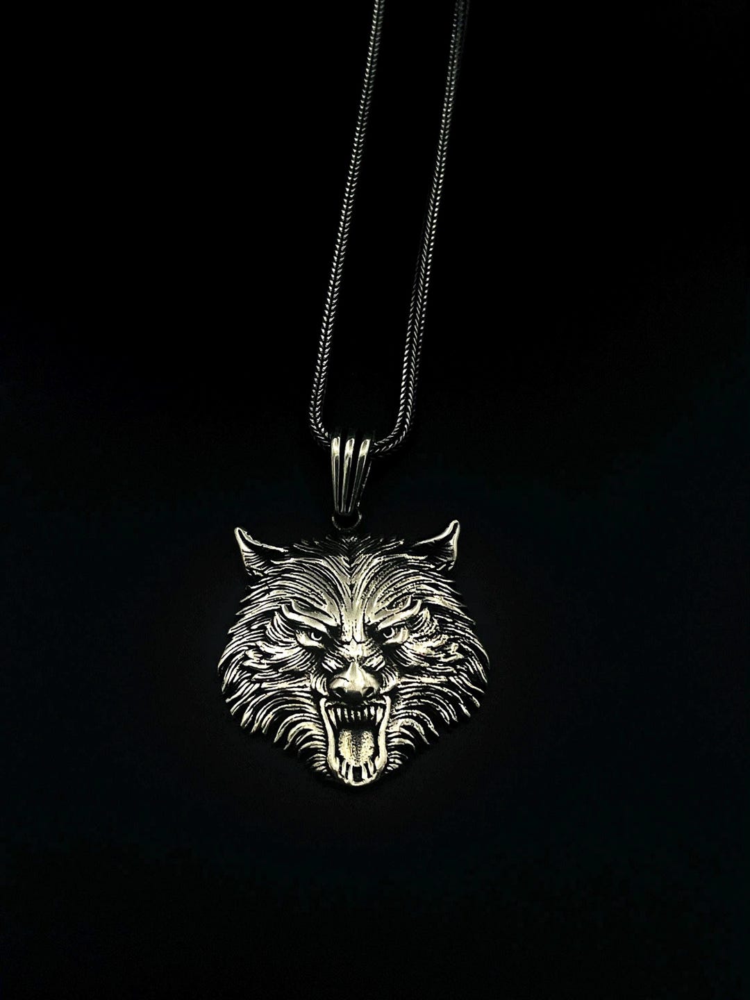 Wolf Head Pendant Necklace – 925 Sterling Silver Viking Wolf Amulet ...