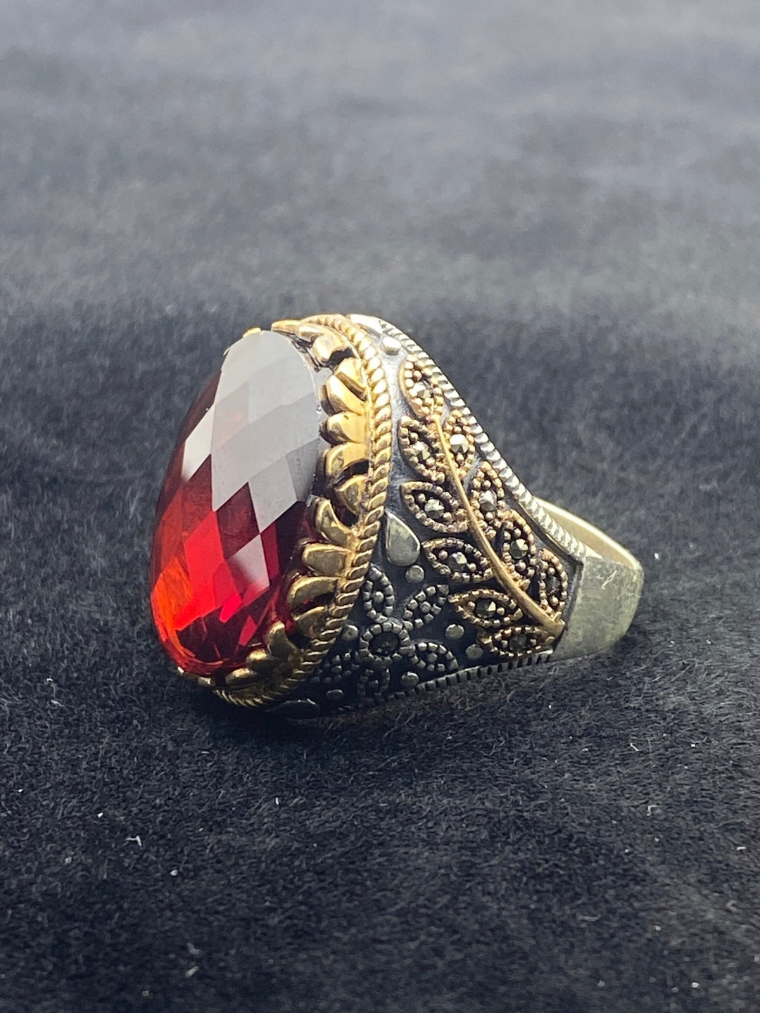 Mens Turkish Ring, Handmade Silver Ring, Cubic Zirconia Stone Silver ...