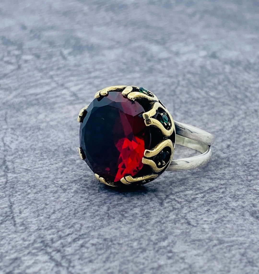 Dark Red Ruby Ring,natural Ruby Ring,red Gemstone Ring,925k Sterling ...