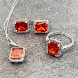 Women Ladies Jewelry Set Red Garnet Stone Set Garnet - Etsy