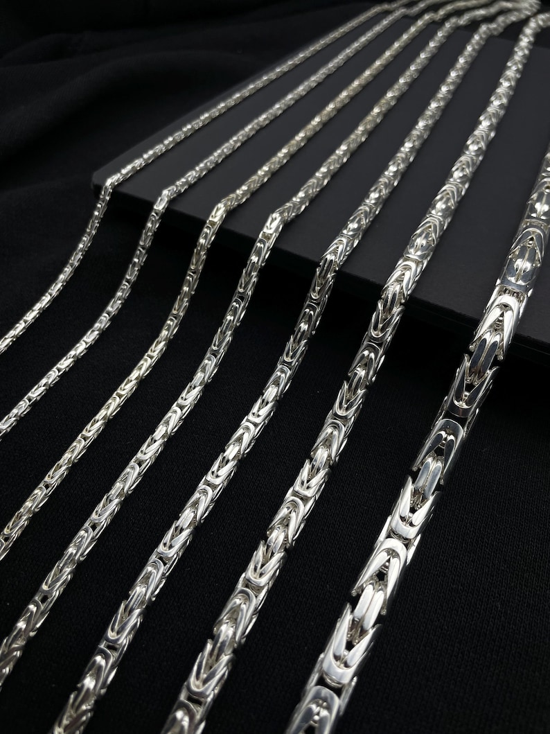 Handmade Sterling Silver Byzantine Chain Necklace - Bold Bali Link ...