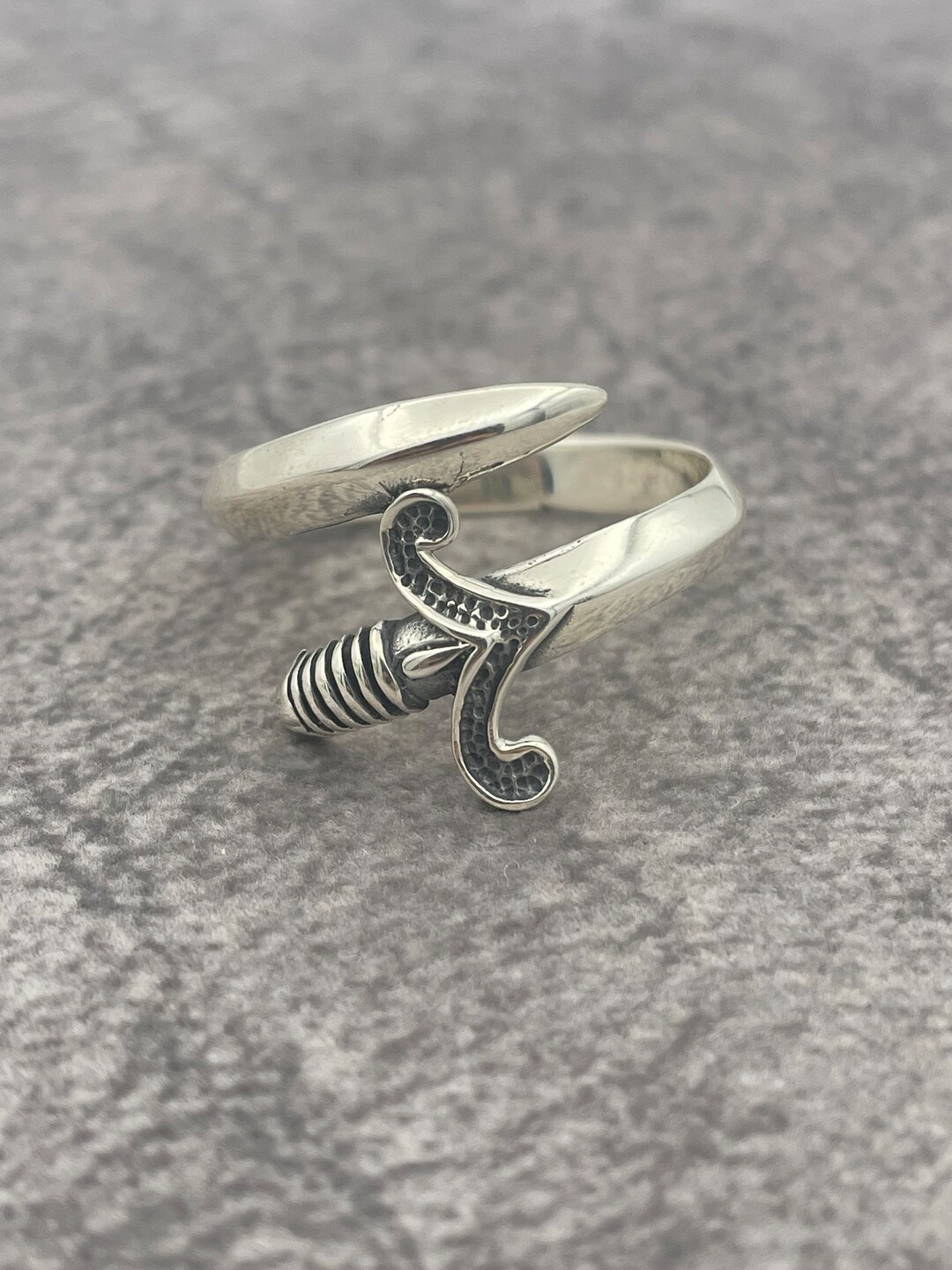 Men Sword Ring, Sterling Silver Sword Ring, Gift for Him Adjustable ...