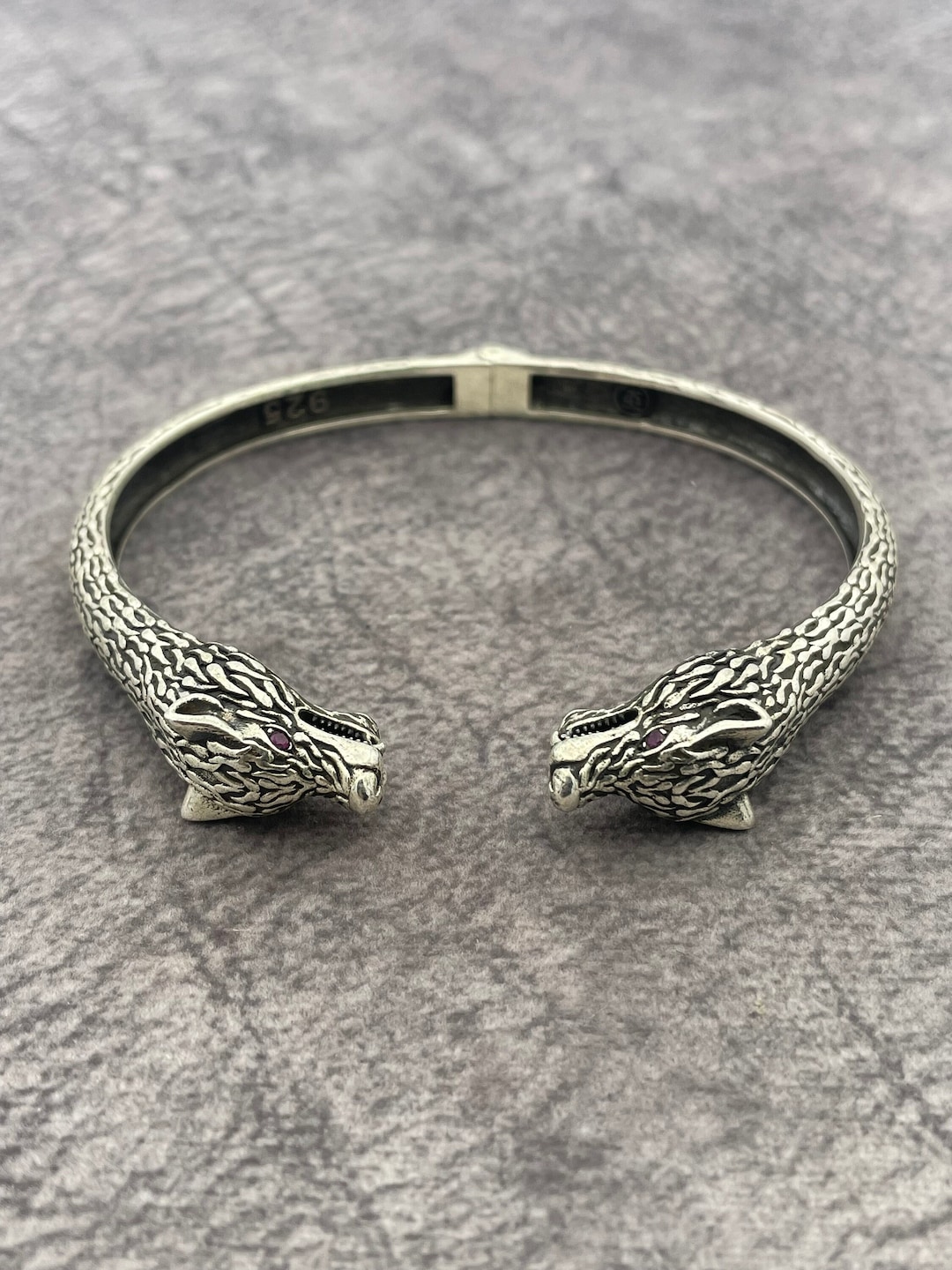 Men Silver Wolf Bracelet Wolf Head Bracelet adjustable - Etsy