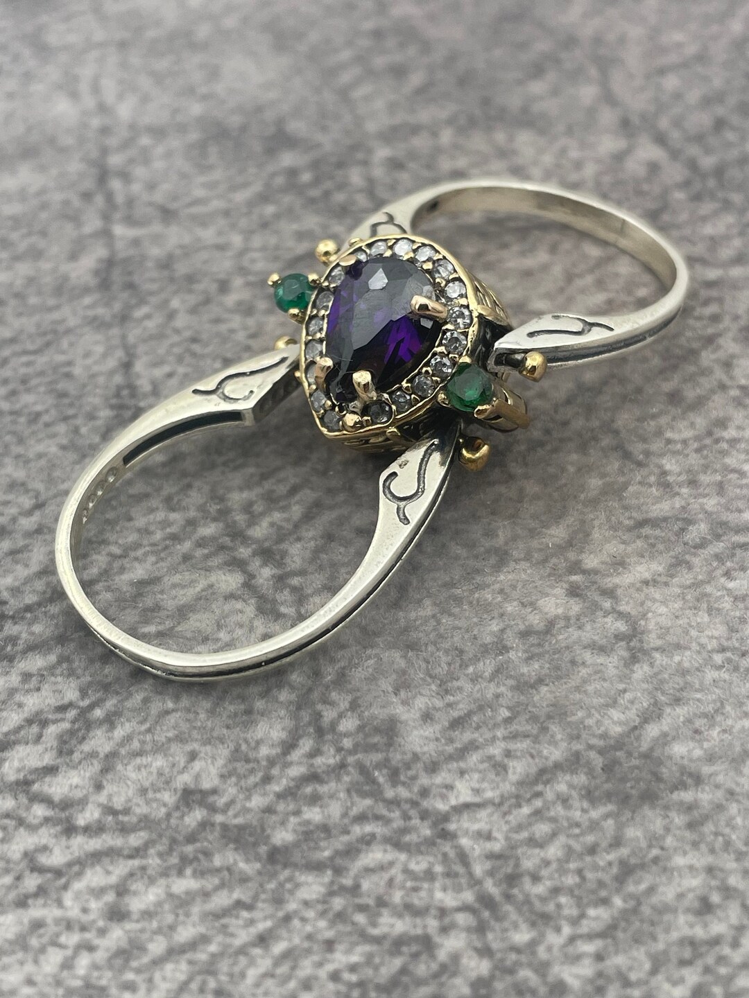 Women Silver Reversible Ring, Multi Stone Citrine Ring, Amethyst Ring ...