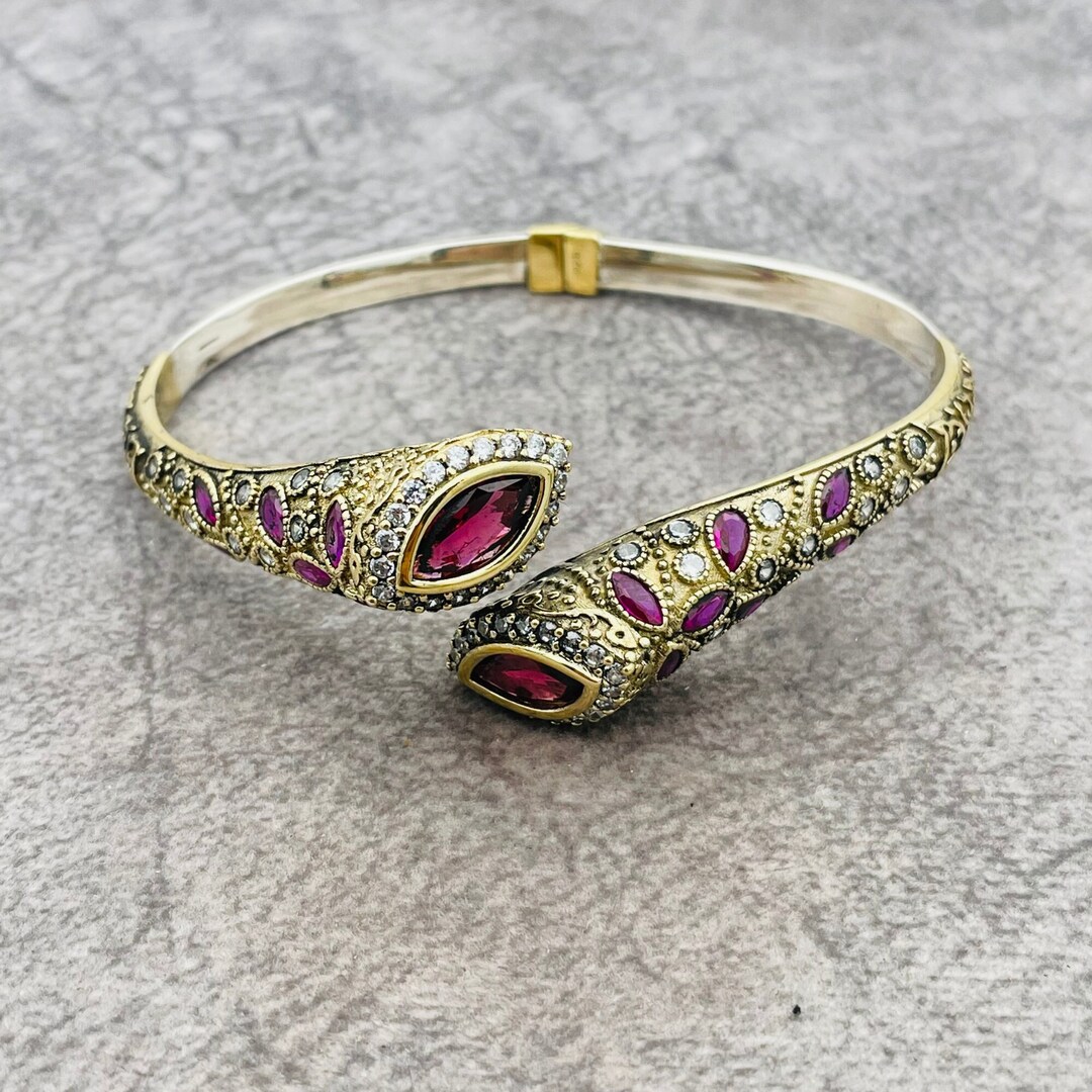 Ruby Women Silver Bracelet, Adjustable Bracelet, 925k Sterling Silver ...