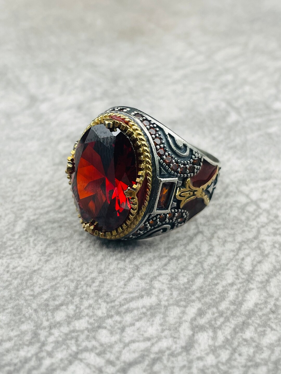 Red Ruby Stone Men's Ring, Gift for Husband, 925 Sterling Silver, Gift ...
