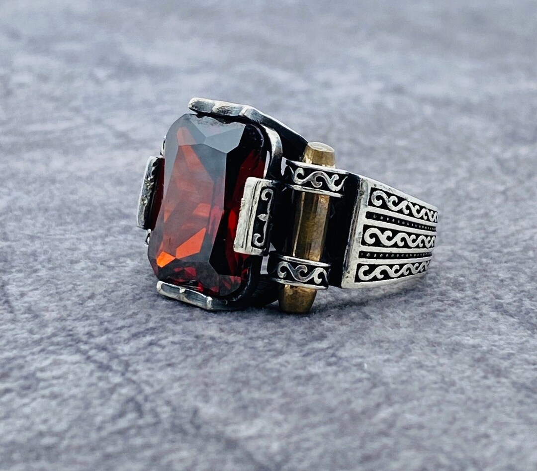 Ruby Mens Ring,ruby Red Stone Ring,handmade Ruby Silver Ring,925 ...