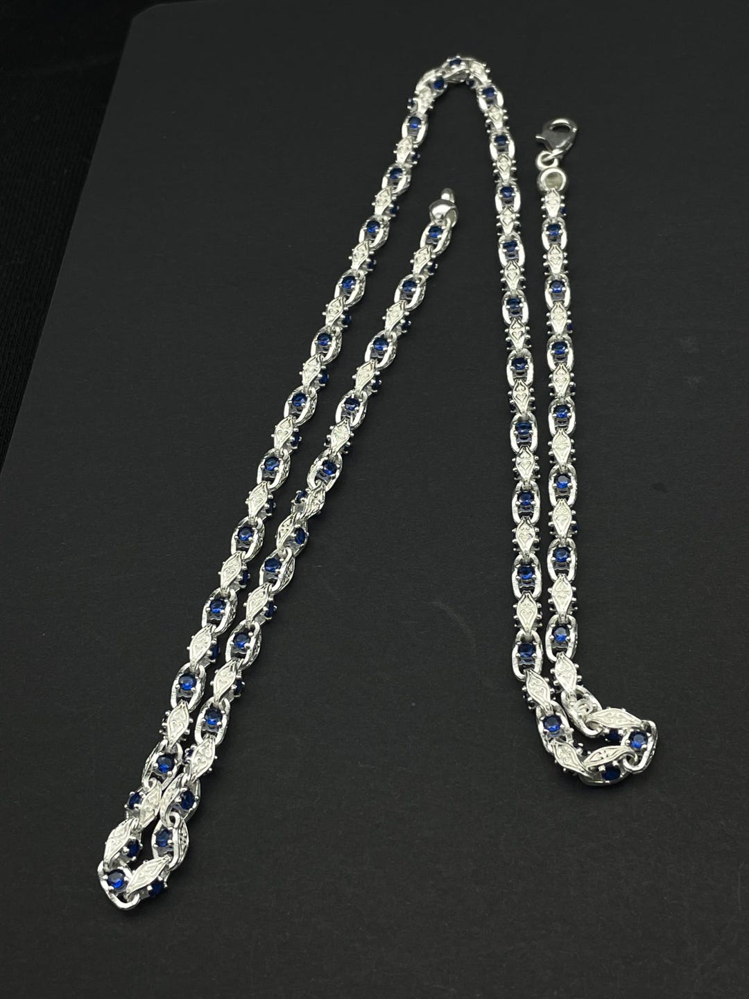 925 Sterling Silver Stone-set Mariner Chain Necklace Bracelet, Gemstone ...