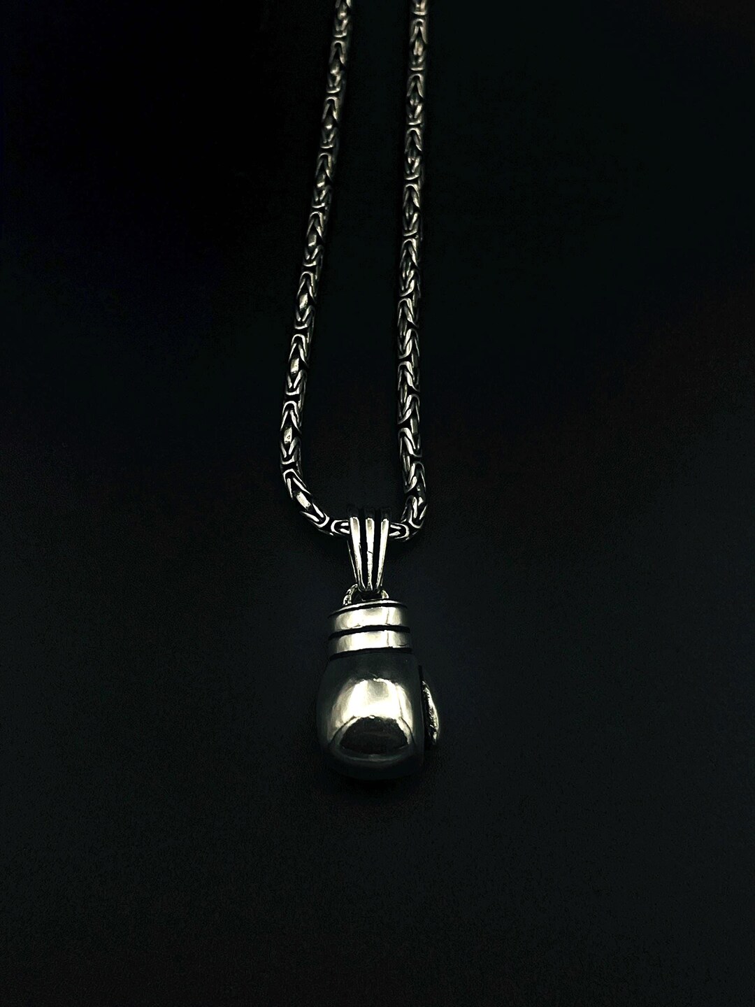 925 Sterling Silver Boxing Glove Necklace for Men – Handmade Fighter ...