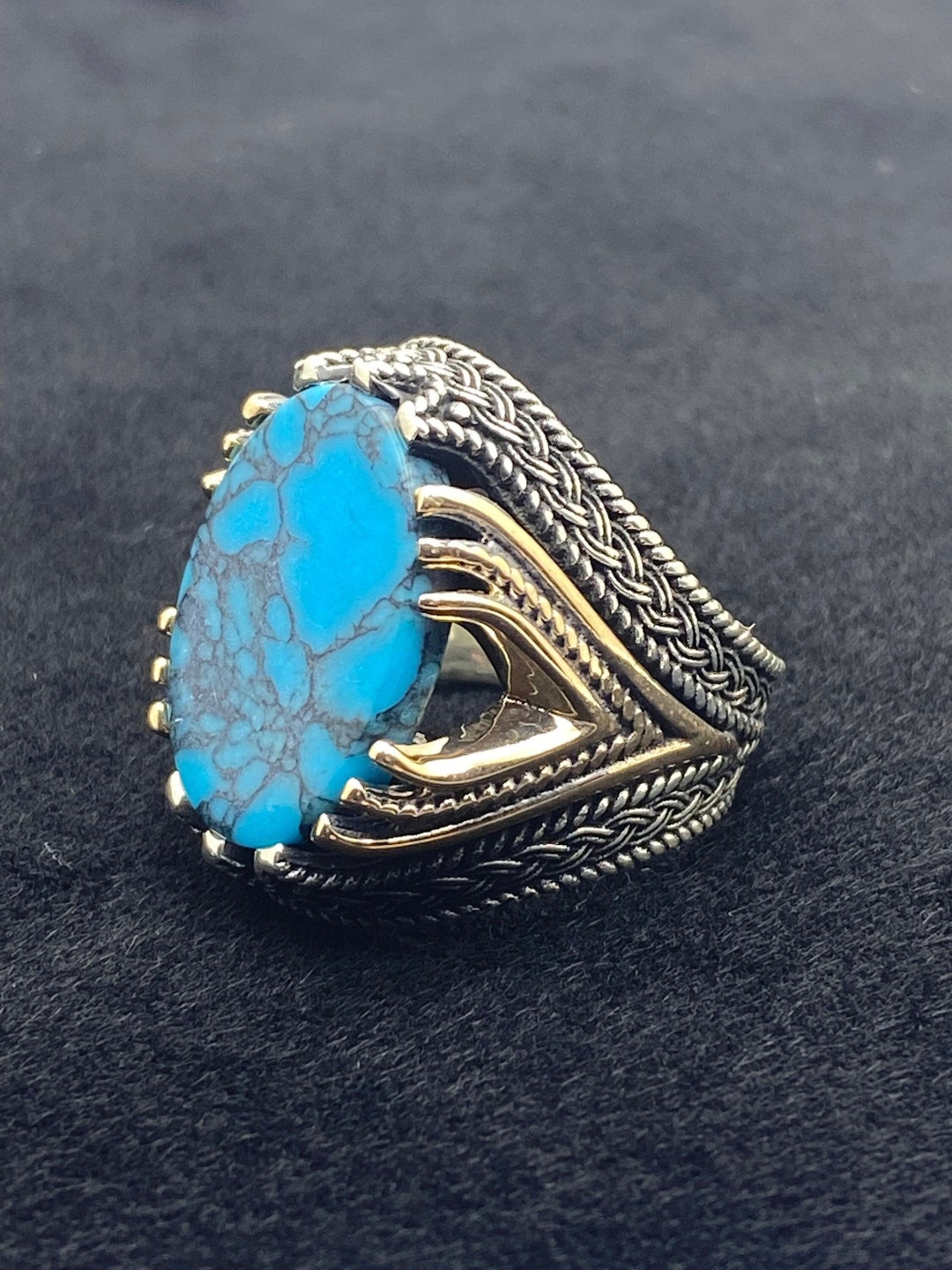 Handmade Turquoise Ring Turquoise Blue Stone Ring925k - Etsy