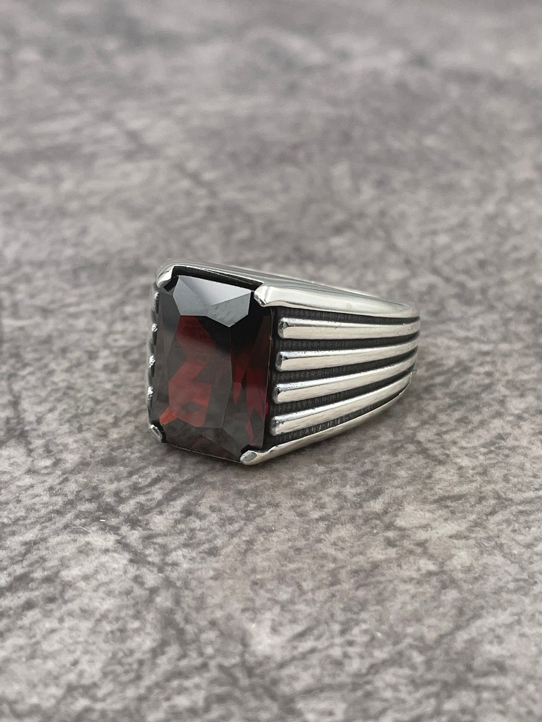 Silver Ruby Stone Mens Ring Turkish Handmade Silver Ring Red - Etsy