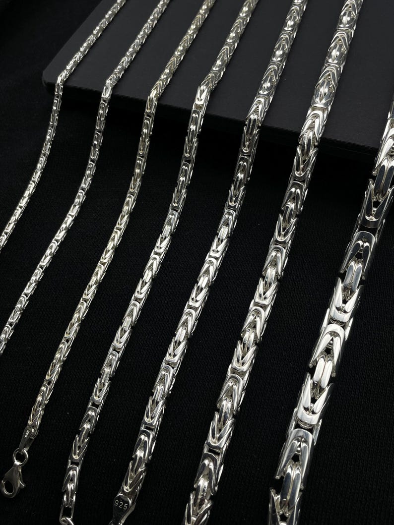 Handmade Sterling Silver Byzantine Chain Necklace - Bold Bali Link ...