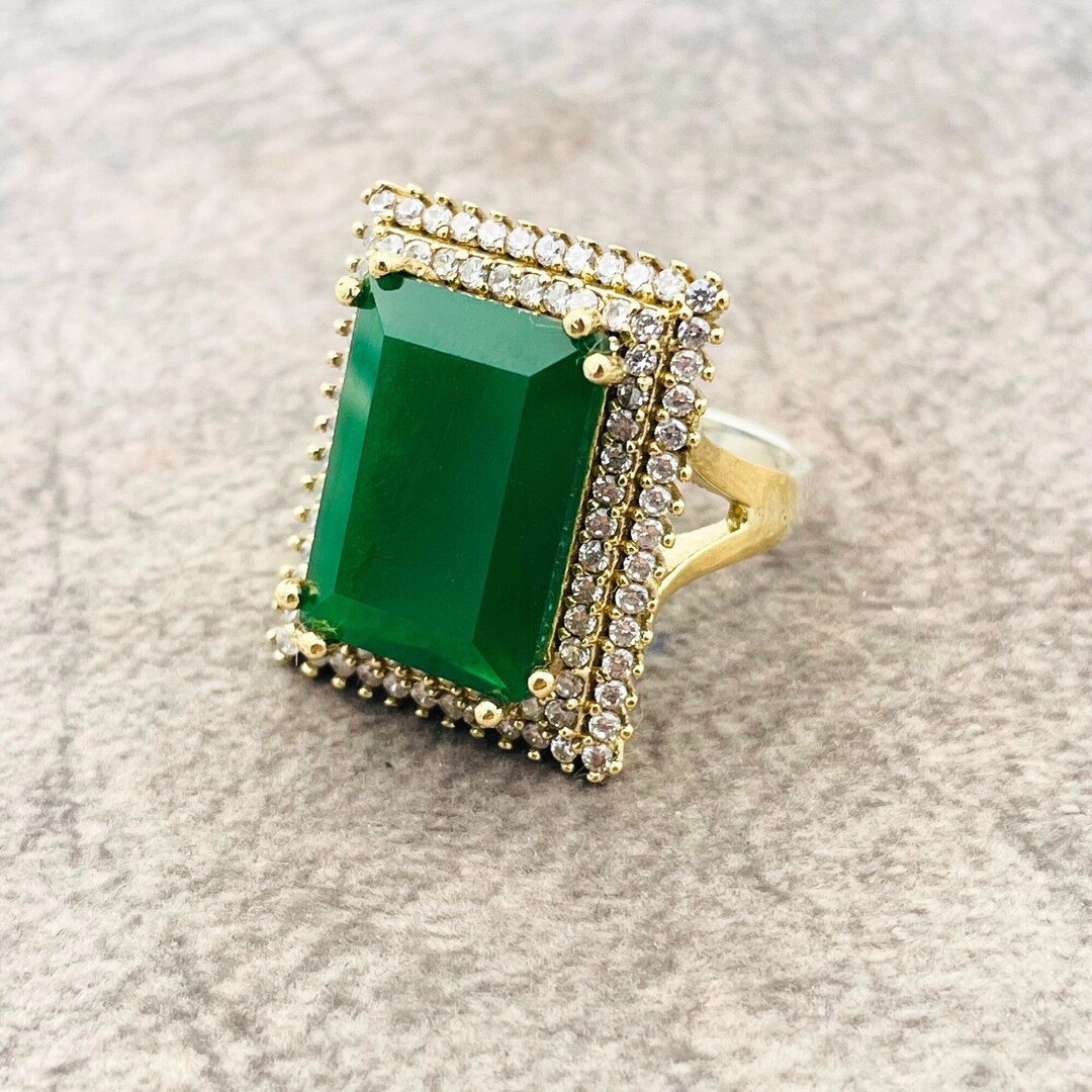 Emerald Ring, 925 Sterling Silver, Stamped Inside Ring, Authentic Women ...