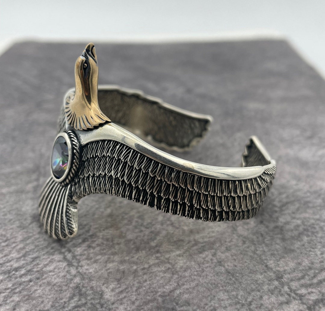 Adjustable Eagle Cuff Bracelet, 925k Sterling Silver Bracelet, Mystic ...
