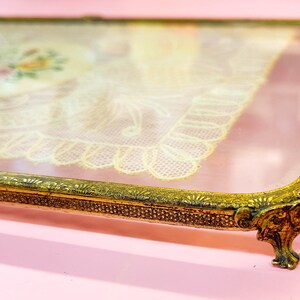 Vintage Dressing Table Tray With Lace Insert, Vintage Bedroom Decor ...