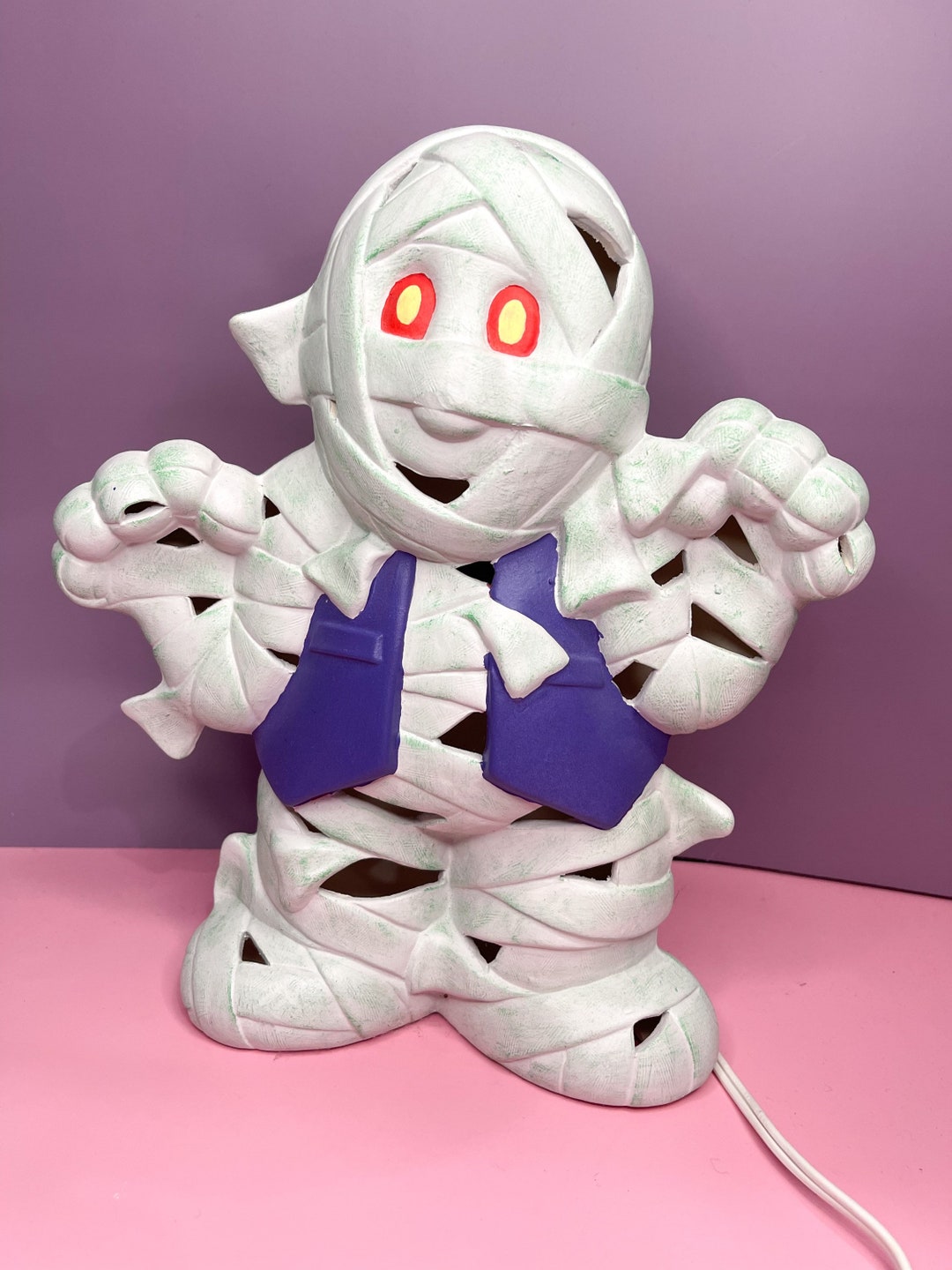 Ceramic Mummy Halloween Accent Lamp, Vintage Halloween Decor, Ceramic ...