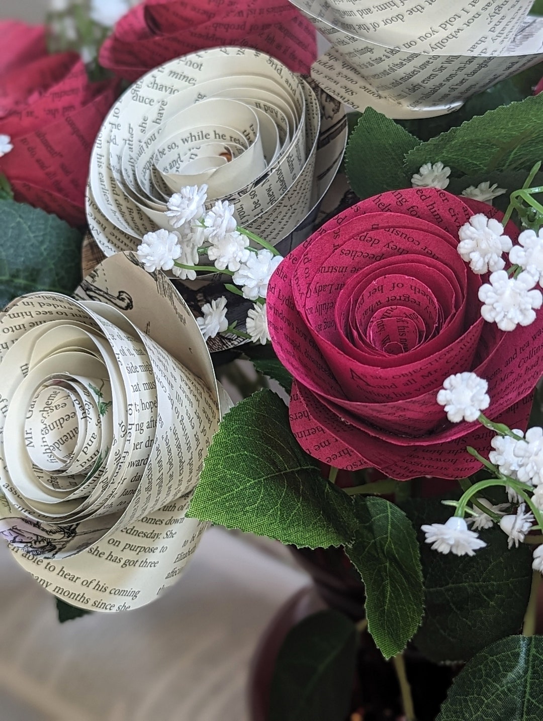 Jane Austen Bouquet | Long-stemmed Book Page Flowers Made From Recycled ...