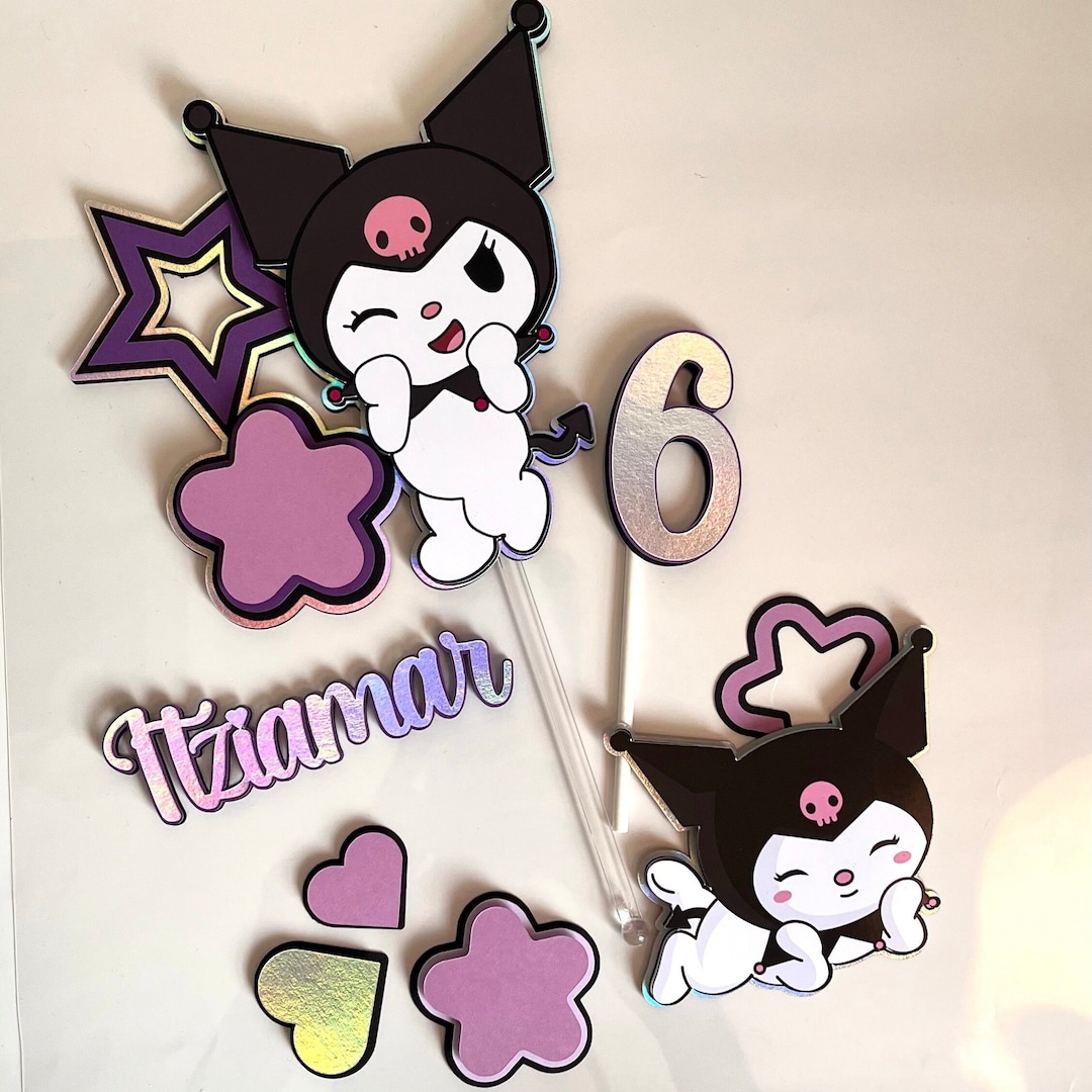 Kawaii Cake Topper, Cute Kawaii Birthday Cake Sign, Kuromi Party ...
