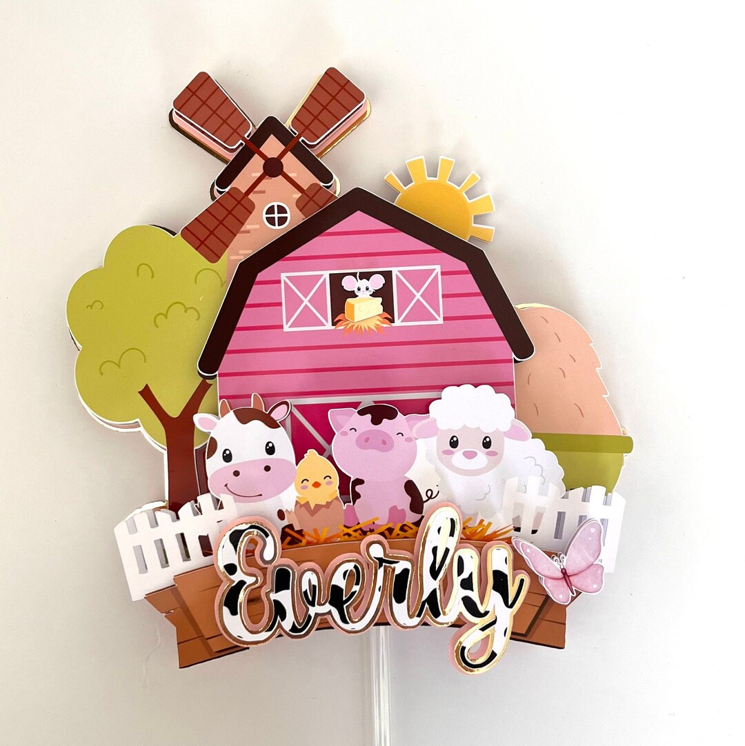 Custom Farm Cake Topper, Farm Animal Cake Topper, Barnyard Cake Topper ...